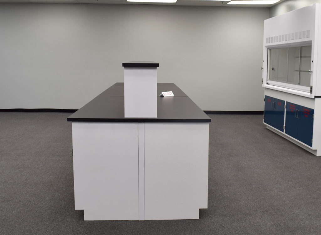 16′ Fisher American Island w/ Blue Cabinet Doors & Upper Shelving ...